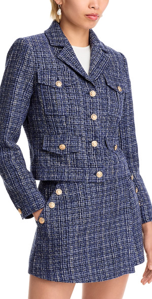 Aqua - Multi Pocket Tweed Jacket