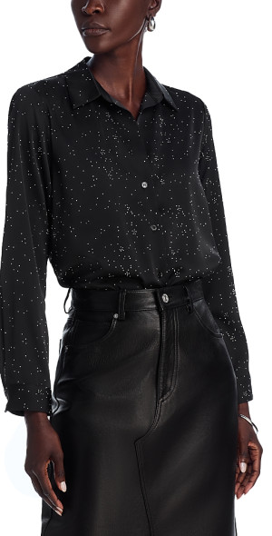 Aqua - Satin Rhinestone Shirt