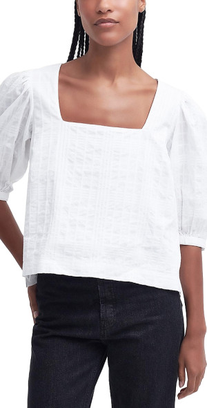 Barbour - Macy Check Print Balloon Sleeve Top