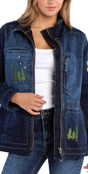 Billy T - Happy Trees Embroidered Denim Jacket