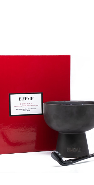 Blueme - Sensual Raspberry Rose and Marshmallow Candle and Wick Trimmer Set