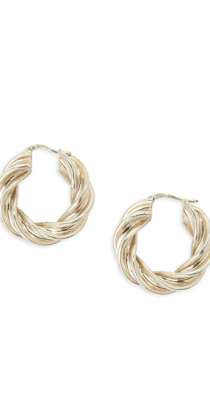 Bottega Veneta - Sterling Silver Twisted Hoop Earrings