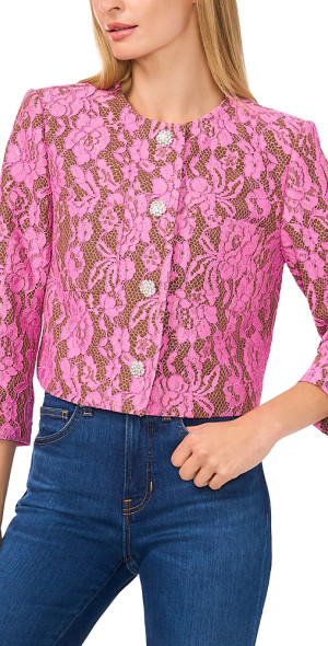 Cece - CeCe Cropped Lace Jacket