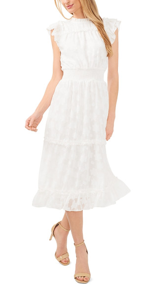 Cece - CeCe Ruffled Flutter Sleeve Midi Dress