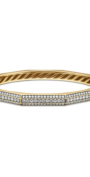 David Yurman - 18K Yellow Gold Carlyle Pave Diamond Faceted Bracelet