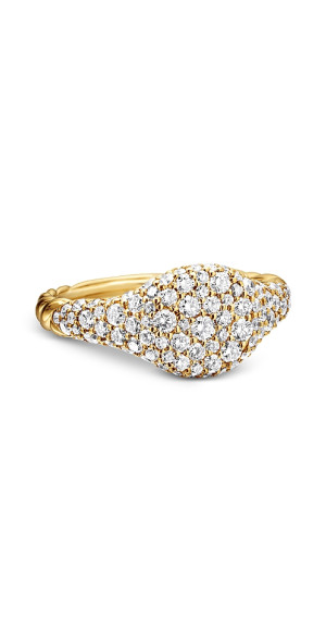 David Yurman - Petite Pave Pinky Ring in 18K Yellow Gold with Diamonds