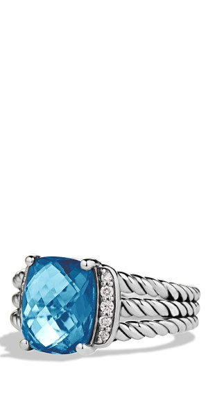 David Yurman - Petite Wheaton Ring with Hampton Blue Topaz and Diamonds
