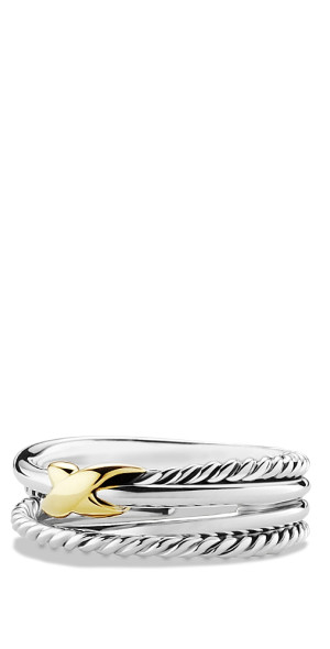 David Yurman - X Crossover Band Ring in Sterling Silver with 18K Yellow ...