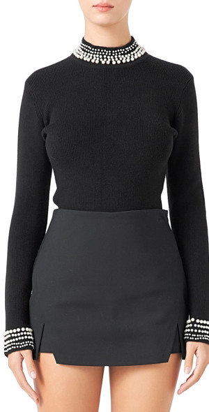 English Factory - Pearl Trimmed Sweater