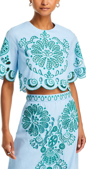 Farm Rio - Embroidered Crop Top