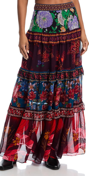 Farm Rio - Floral Mix Ruffle Maxi Skirt