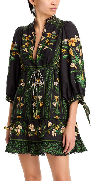 Farm Rio - Flowers Arch Black Mini Dress