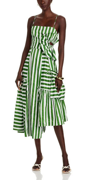 Farm Rio - Tropical Flight Stripes Midi Dress