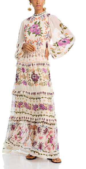 Farm Rio - Winter Garden Ruffled Maxi Dress