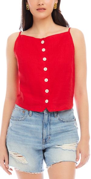 Fifteen Twenty - Elis Sleeveless Button Up Linen Top