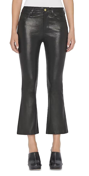 Frame - Le Crop High Rise Cropped Mini Bootcut Jeans in Washed Black