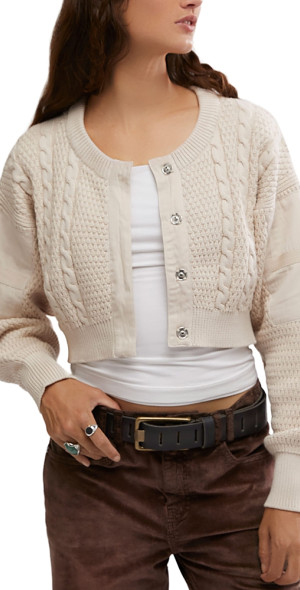 Free People - Heritage Crewneck Cardigan Sweater