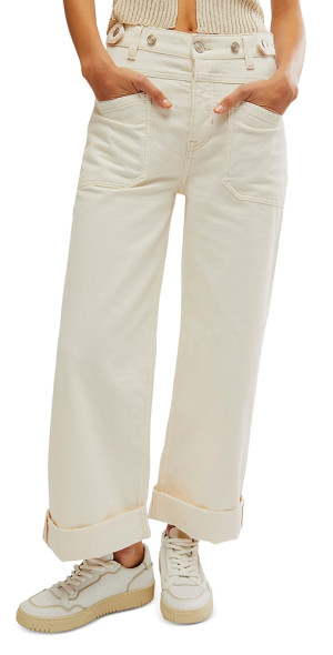 Free People - We The Free Palmer High Rise Cuffed Crop Jeans in Eggshell