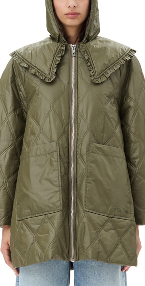 Ganni - Shiny Quilted Midi Jacket