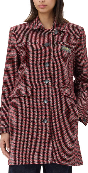 Ganni - Woollen Check Midi Jacket