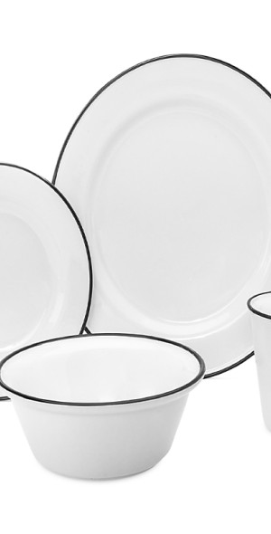 Godinger - Bistro Black Band 16 Piece Porcelain Dinnerware Set