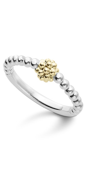 Lagos - Caviar Icon 18K Gold and Sterling Silver Bead Cluster Stacking Ring