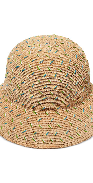 Lele Sadoughi - Embroidered Raffia Bucket Hat