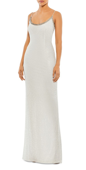 Mac Duggal - Beaded Spaghetti Strap Column Gown