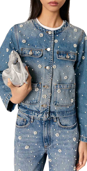 Maje - Embellished Denim Jacket