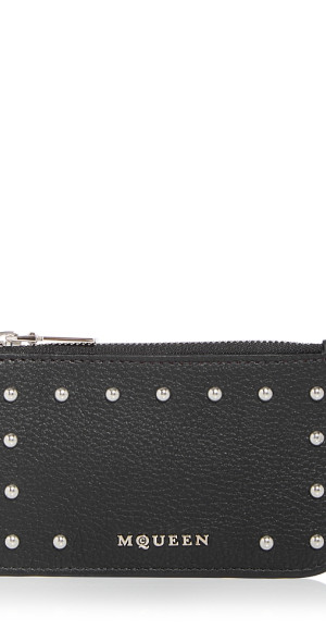 Mcqueen - McQueen Embellished Leather Zip Card Case