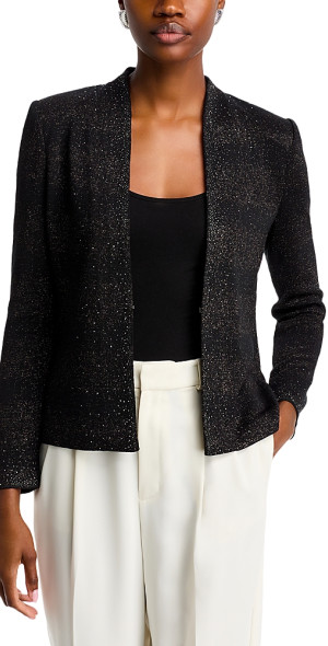 Misook - Open Neck Metallic Knit Jacket