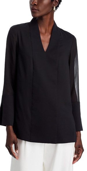 Misook - Sheer Sleeve Blouse