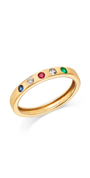 Moon & Meadow - 14K Yellow Gold Italy Emerald Sapphire & Ruby Ring