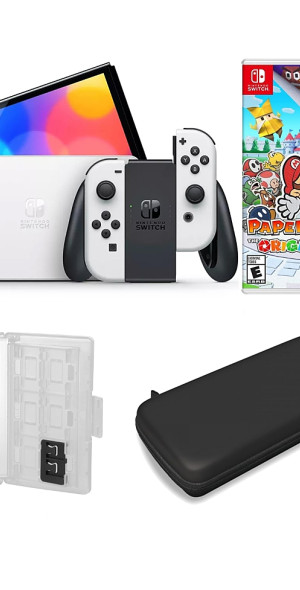 Nintendo - Switch Oled in White with Paper Mario Game and Accessories Kit