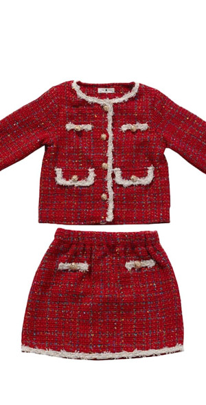 Petite Hailey - Girls' Tweed Jacket Set