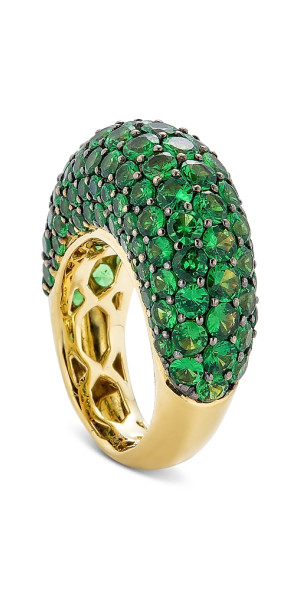 Piranesi - 18K Yellow Gold Dome Tsavorite Pave Large Statement Ring