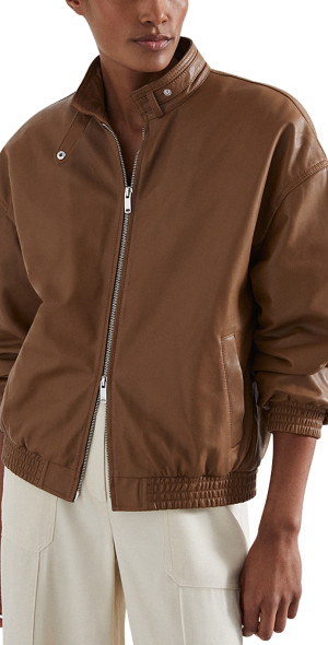 Reiss - Dru Leather Bomber Jacket