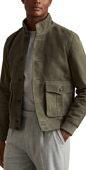 Reiss - Roland Funnel Neck Suede Jacket