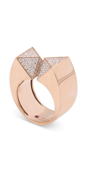 Roberto Coin - 18K Rose Gold Sauvage Diamond Pave Pyramid Statement Ring