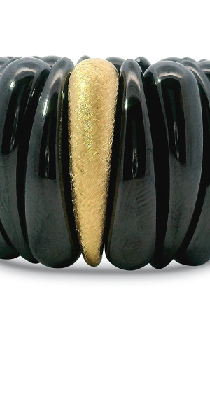 Roberto Demeglio - 18K Yellow Gold Demeglio Artiglio Black Ceramic Stretch Statement Ring