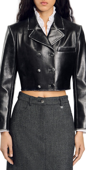 Sandro - Aiden Cropped Leather Jacket