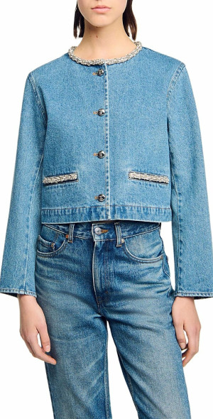 Sandro - Rhinestone Denim Jacket