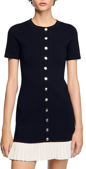 Sandro - Short Knit Dress with Ruffle