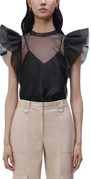 Simkhai - Corina Ruffled Sheer Top