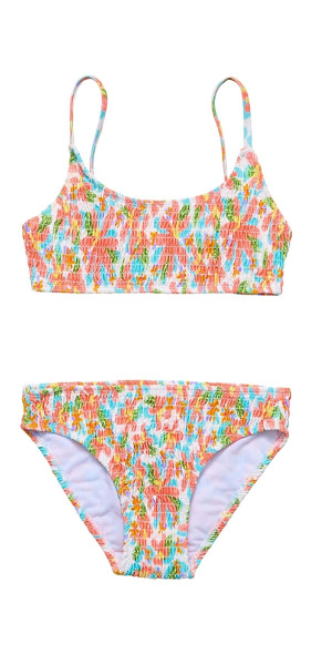 Snapper Rock - Girls' Hawaiian Luau Sustainable Shirred Bikini