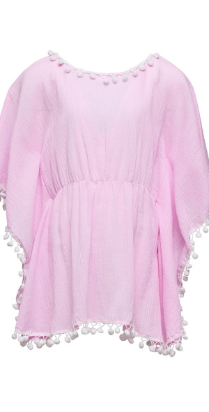 Snapper Rock - Girls' Pink Sherbet Pom Pom Cover Up