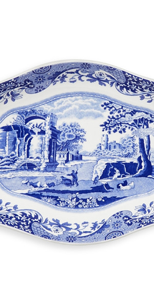Spode - Blue Italian Oval Fluted Dish