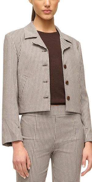 Staud - Regency Jacket Dark Chocolate Micro Check