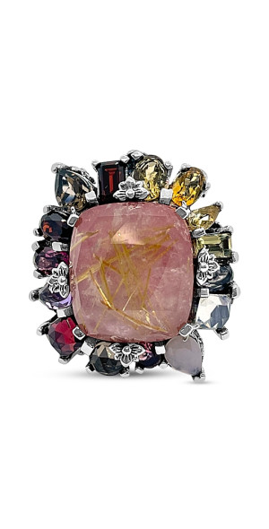 Stephen Dweck - Sterling Silver Rockrageous Multi Gemstone Halo ...