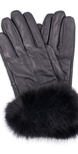 Surell - Faux Fur Trim Leather Gloves
